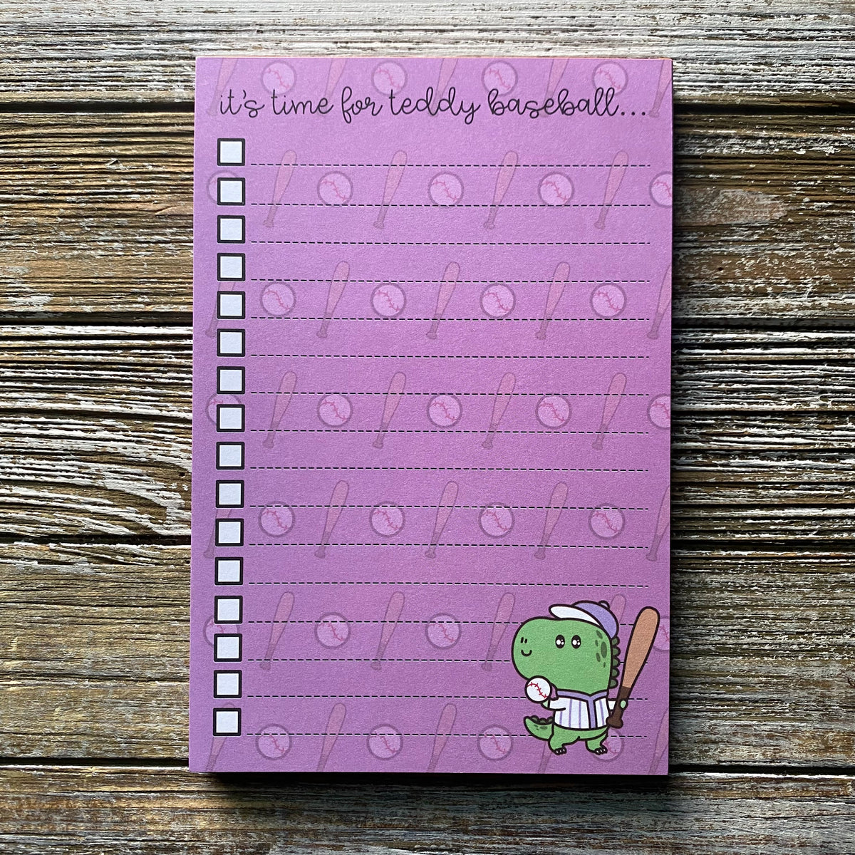 It's Time For Teddy Rex Baseball Notepad – Hamimo Small Things